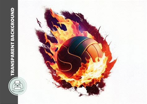 Volleyball On Fire Png Volleyball Png Volleyball Fireball Etsy Uk