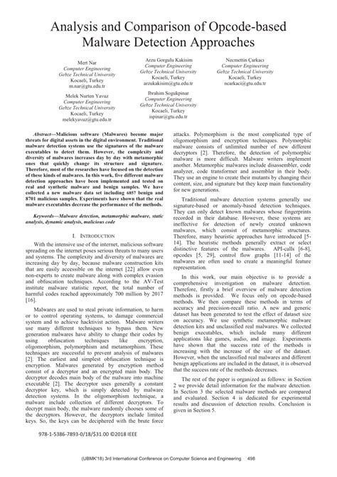 pdf analysis and comparison of opcode based malware detection approaches