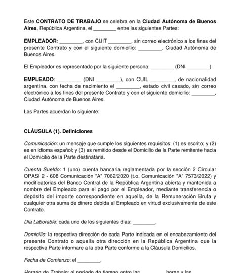 Contrato De Trabajo Permanente Modelo Word Y PDF
