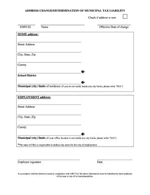 Address Change Municipal Tax Liability Fill Online Printable