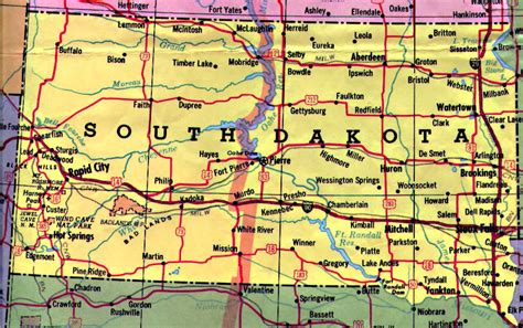 Detailed Map Of South Dakota State With Highways Vidiani Maps