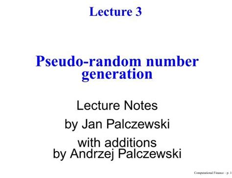 lecture 3 pseudo random number generation