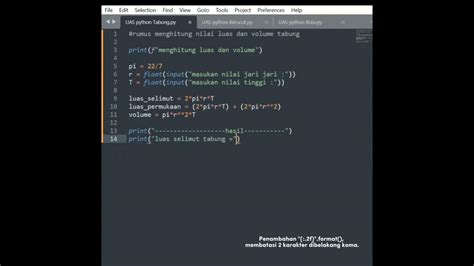 menghitung luas dan volume tabung kerucut dan bola menggunakan python project uas tpm a youtube