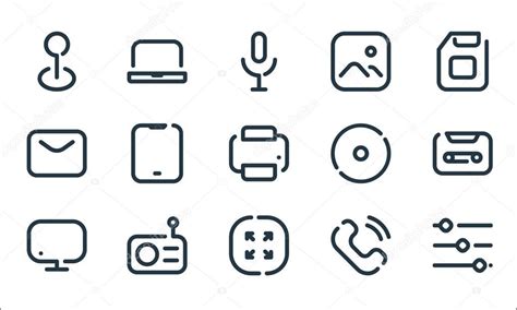 iconos de línea multimedia Conjunto lineal conjunto de línea