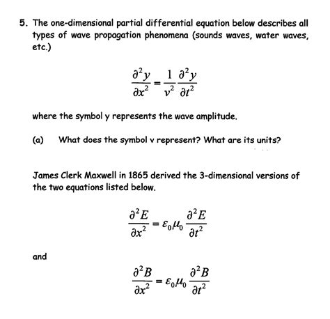 solved 5 the one dimensional partial differential equation
