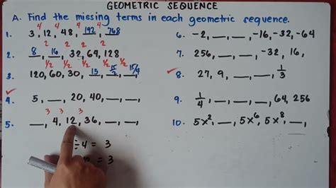 geometric sequence finding the missing terms part 1 youtube