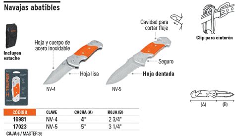 16981 NV 4 TRUPER Navaja 4 abatible mango metálico
