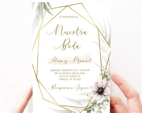 Invitaciones De Boda Template Sencilla Invitaciones Para Boda Etsy