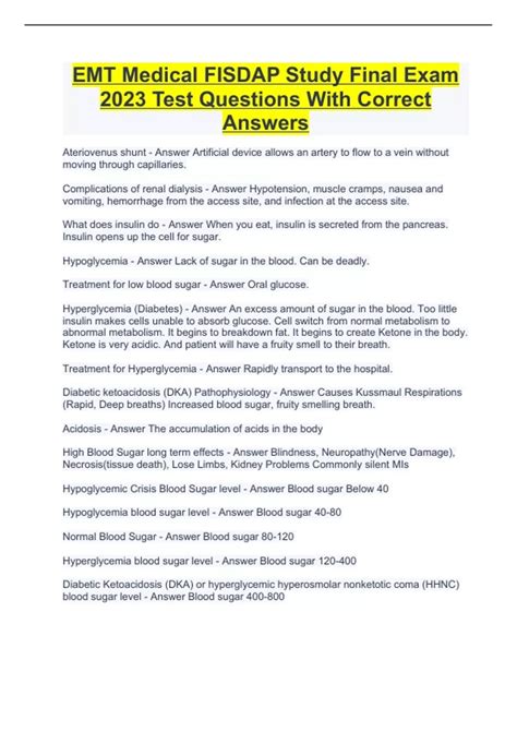EMT Medical FISDAP Study Final Exam 2023 Test Questions With Correct