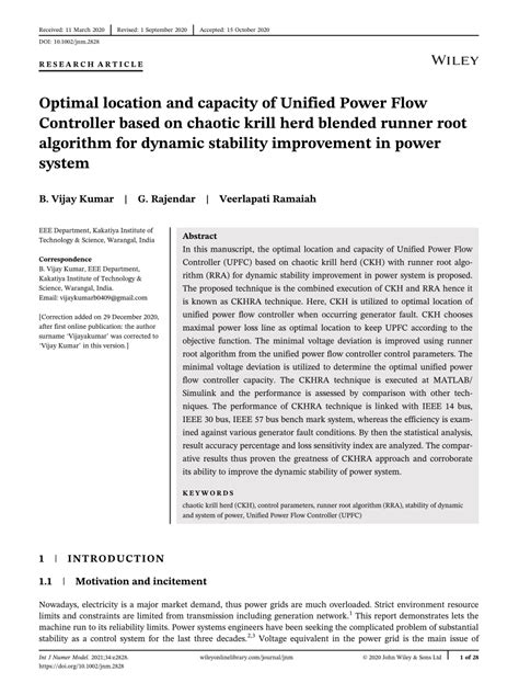 optimal location and capacity of unified power flow controller based on chaotic krill herd