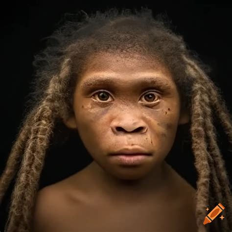 Portrait Of Homo Habilis With Long Dirty Hair On Craiyon