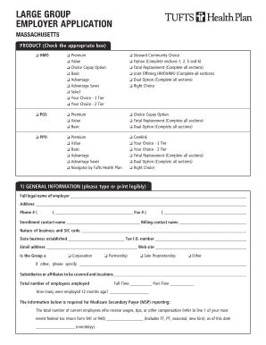 Fillable Online LARGE GROUP EMPLOYER APPLICATION Fax Email Print
