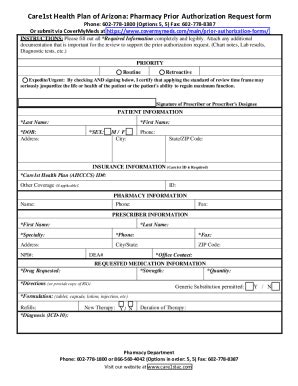 Fillable Online Pharmacy Prior Authorization Request Form Fax Email