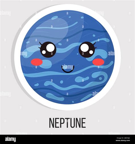 Dibujos Animados Lindo Planeta Neptuno Aislado Sobre Fondo Blanco