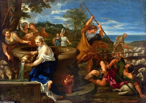 Paintings Reproductions Moses And The Daughters Of Jethro By Ciro Ferri