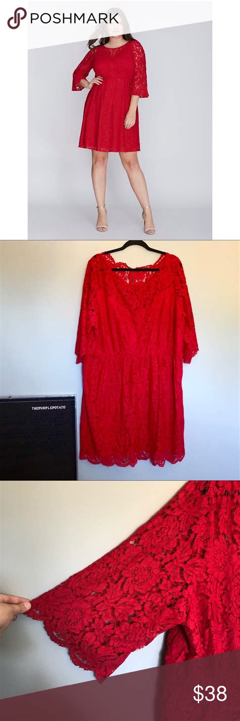 Lane Bryant Red Lace Fit And Flare Dress Fit And Flare Dress Flare