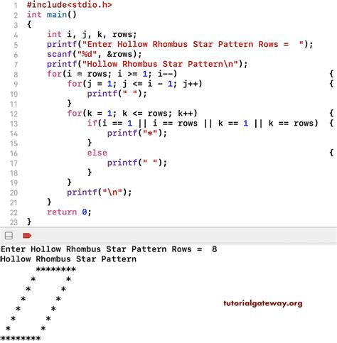 C Program To Print Hollow Rhombus Star Pattern
