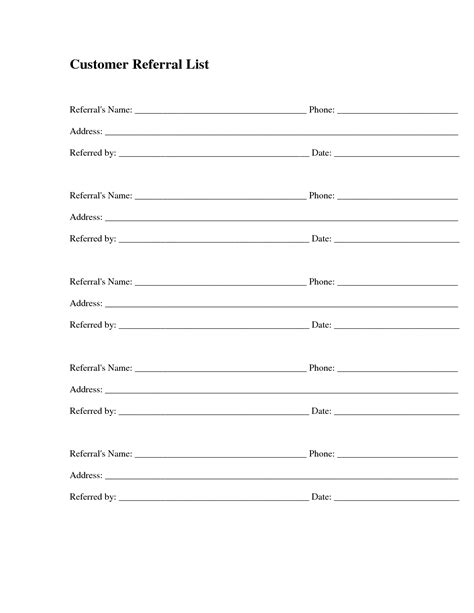 Referral Sheets Template