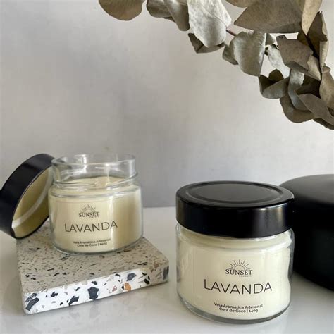 Vela Aromática Lavanda Premium 140g Cera de Coco Elo7
