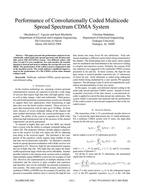 pdf performance of convolutionally coded multicode spread spectrum cdma system