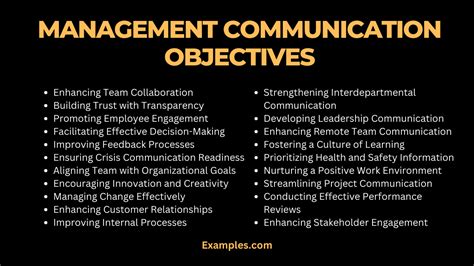 Management Communication Objectives Examples