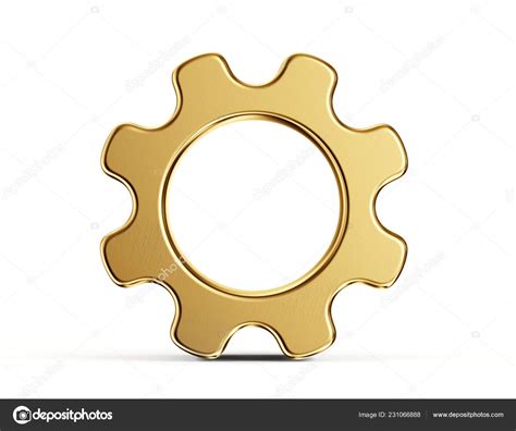 Engranaje Dorado Aislado Sobre Fondo Blanco Ilustración Foto de stock