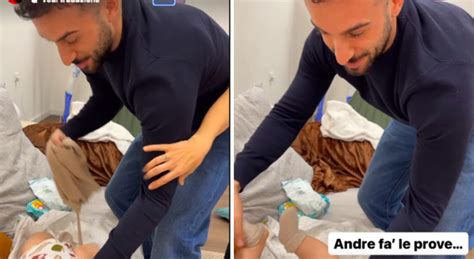 Veronica Peparini e Andreas Muller prova pannolino per il futuro papà
