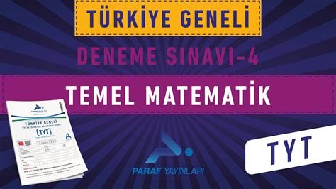 Paraf T Rk Ye Genel Deneme Sinavi Tyt Temel Matemat K Youtube