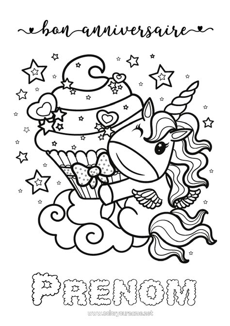 Coloriage n161 Gâteau Anniversaire Kawaii