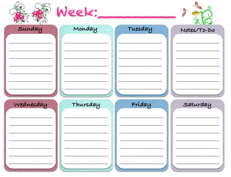 Free Printable Weekly Planners Designs