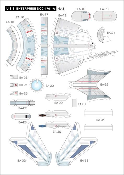 USS Enterprise NCC 1701 A Sheet 3 5 SF Paper Craft Paper Models