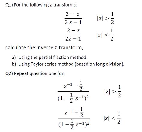 solved q1 for the following z transforms 2 z 1 121 2 2