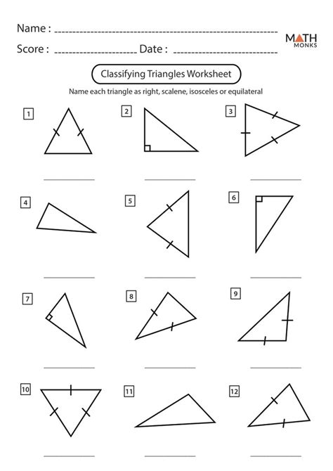 Classifying Triangles Worksheets Math Monks Triangle Worksheet