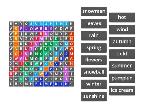 Seasons Wordsearch