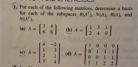 Solved 1 For Each Of The Following Matrices Determine A Chegg