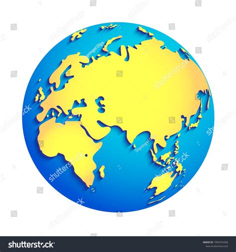 Blue Yellow Planet Earth Globe Sphere Stock Vector Royalty Free