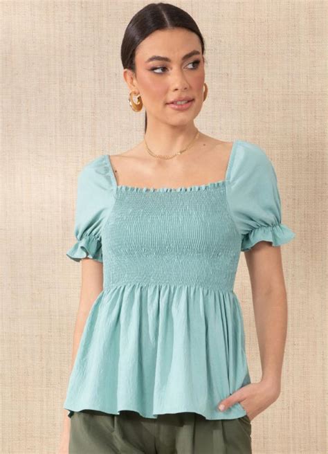 Blusa Verde Mangas Bufantes Quintess