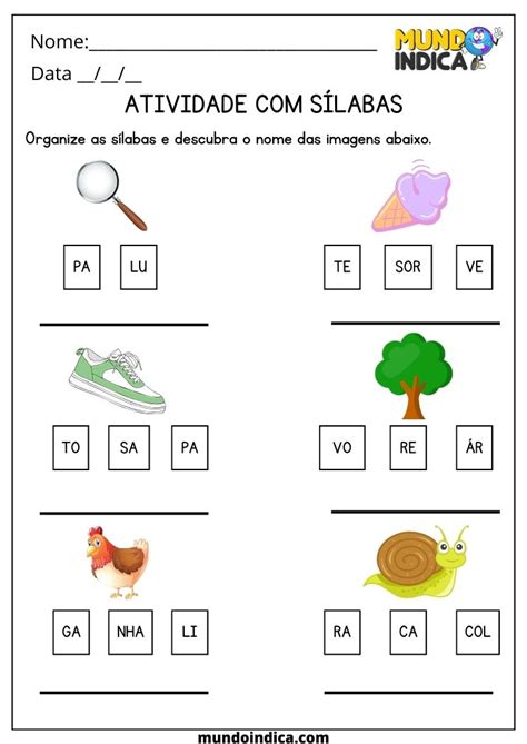 Atividades de Alfabetização para imprimir 1º Ano Descubra as
