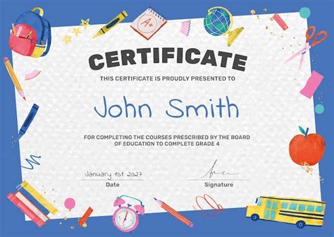 Plantilla Colorida De Certificado De Primaria Con Lindos Gr Ficos De