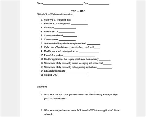Solved Tcp Or Udp Write Tcp Or Udp On Each Line Below Chegg