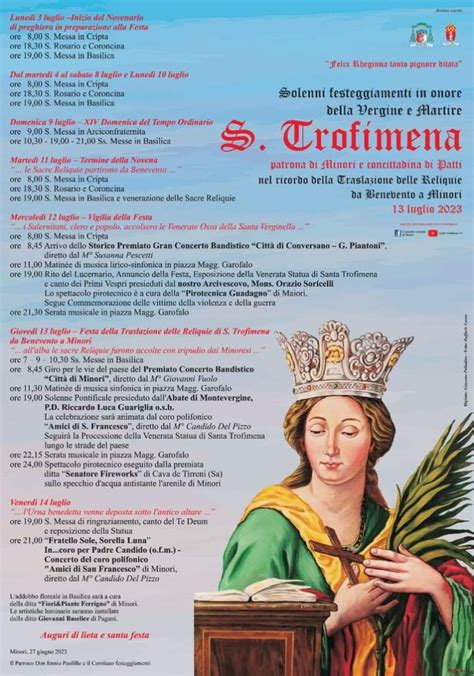 Comunità Ecclesiale di Minori Solenni Festeggiamenti in onore della