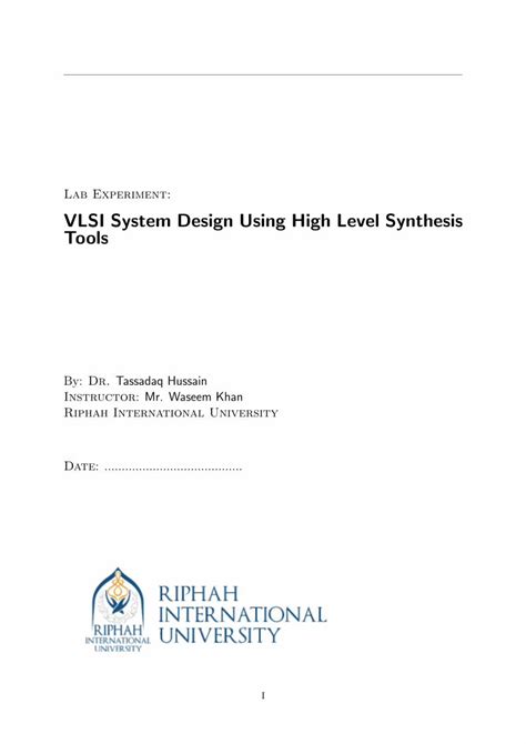 pdf vlsi system design using high level synthesis tools dokumen tips