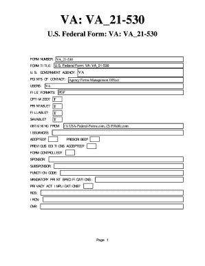 Fillable Online VA21 530 US Federal Form Fax Email Print PdfFiller