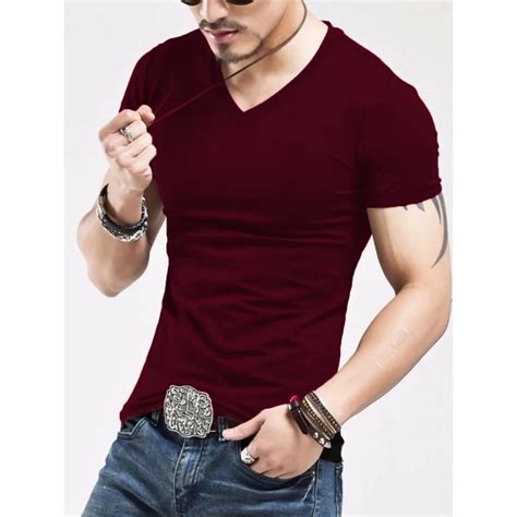 Kit 5 Camisetas Camisas Masculina Gola V Slim Fit Lycra Luxo Shopee