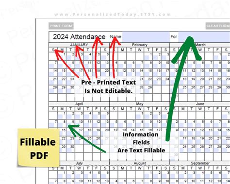 Free Printable 2024 Employee Attendance Calendar Printable Calendar