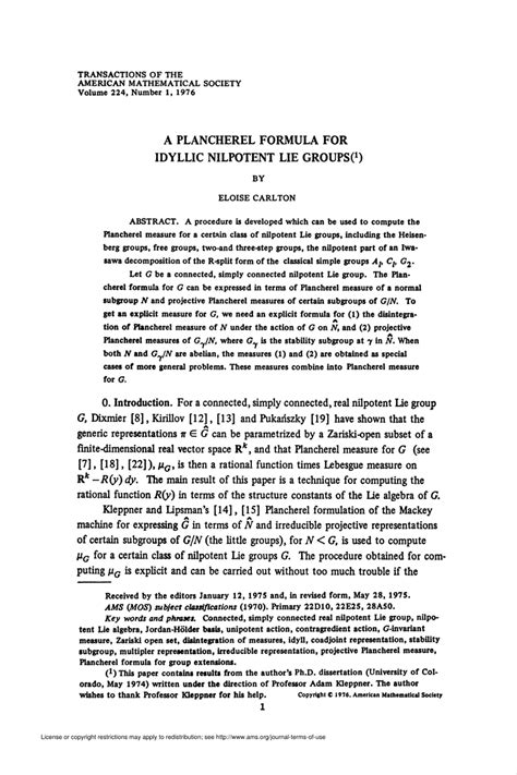 pdf a plancherel formula for idyllic nilpotent lie groups