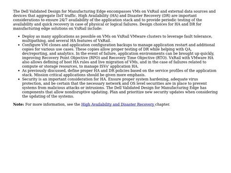High Availability And Disaster Recovery Dell Validated Design For
