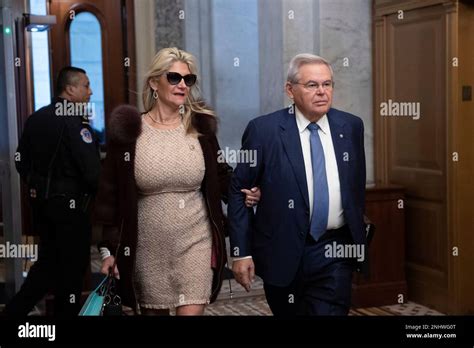 Sen Bob Menendez D N J And His Wife Nadine Arslanian Are Seen At