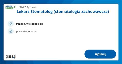 Archiwalna Oferta Nr 7747435 Lekarz Stomatolog Stomatologia