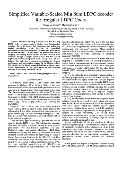 pdf simplified variable scaled min sum ldpc decoder for irregular ldpc codes ahmed hamed